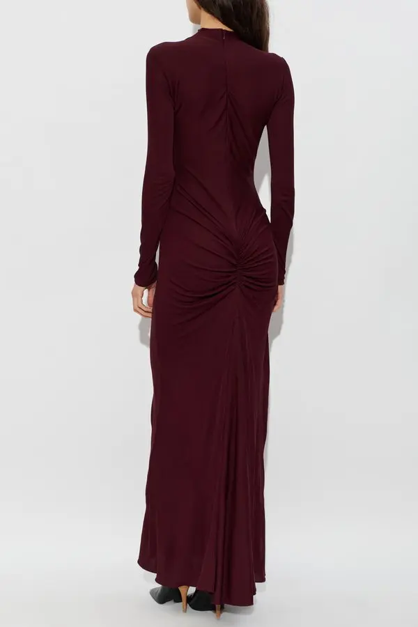 Alaïa Maxi Dress With Long Sleeves - Burgundy
