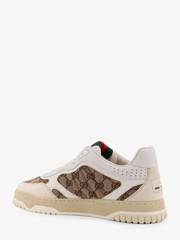 Gucci Leather And Suede Low Top Sneakers With Gg Supreme Fabric Inserts - Beige