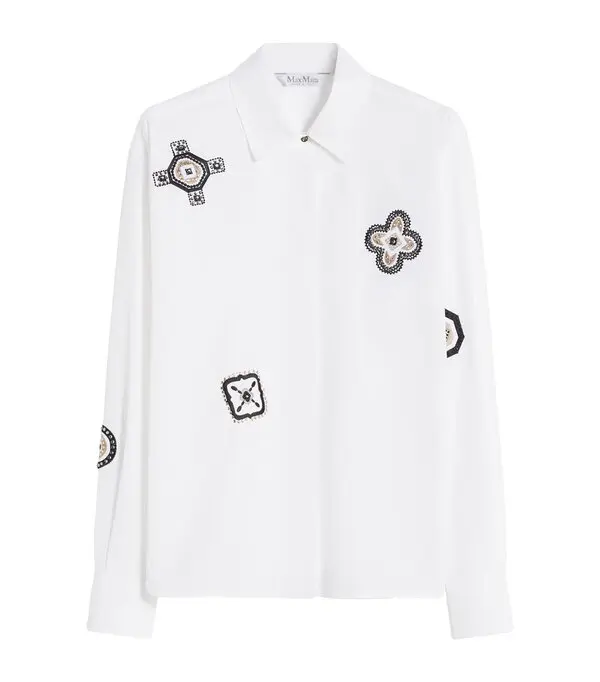 Max Mara Cotton Poplin Embroidered Shirt - White