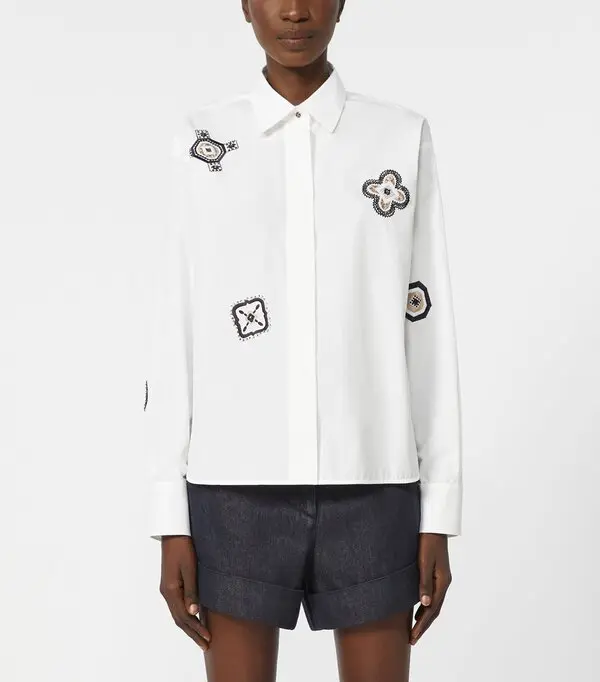 Max Mara Cotton Poplin Embroidered Shirt