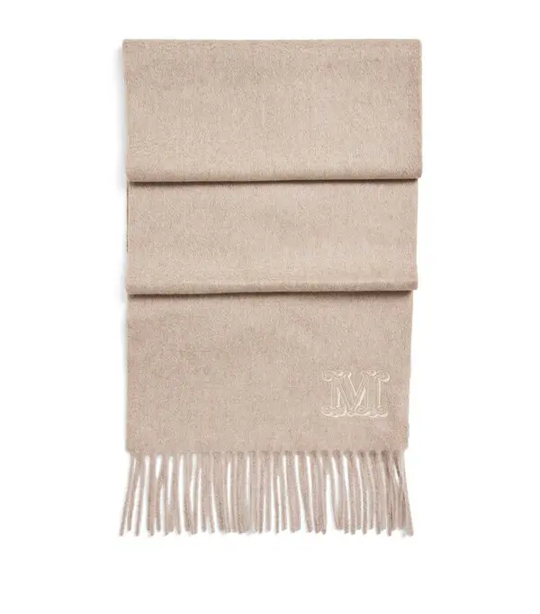 Max Mara Cashmere Monogram Scarf - Beige