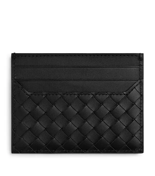 Bottega Veneta Leather Intrecciato Card Holder - Grey
