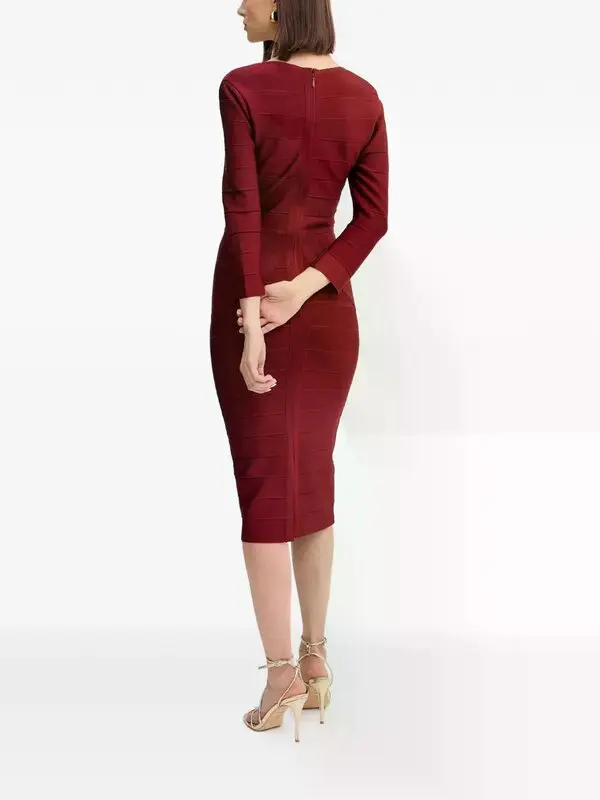 Herve Leger Athena V-neck Midi Dress