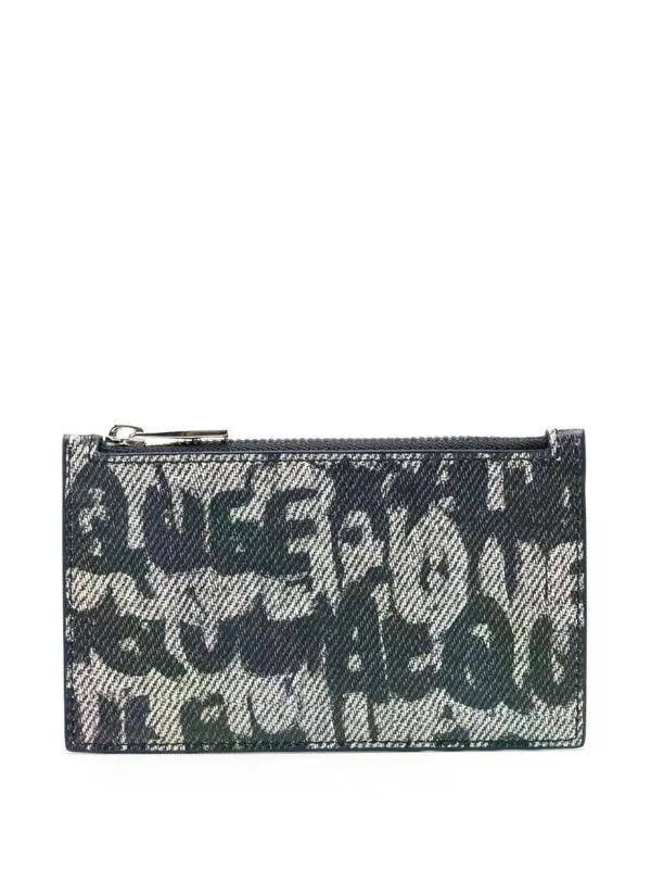 Alexander McQueen Graffiti Logo-print Leather Card Holder