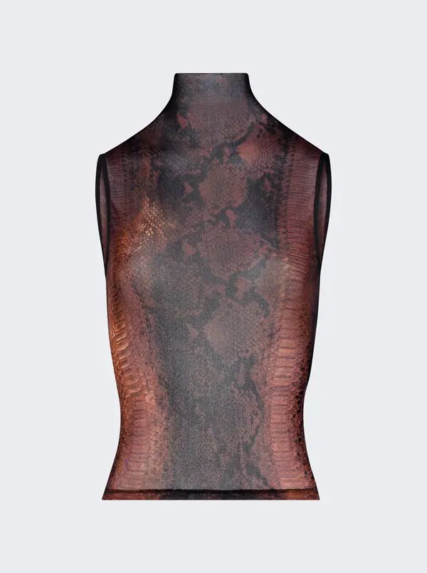 Jean Paul Gaultier Mesh Python Print Tank Top