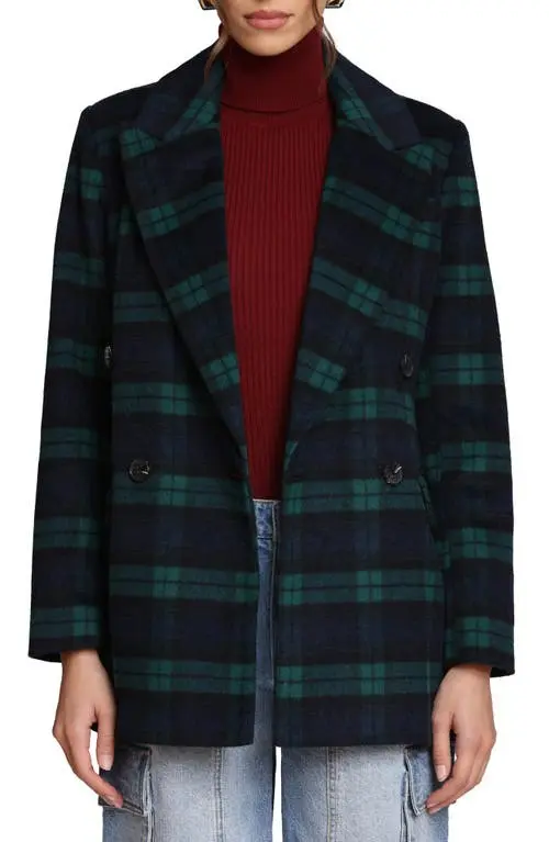 Avec Les Filles Blackwatch Plaid Double Breasted Blazer