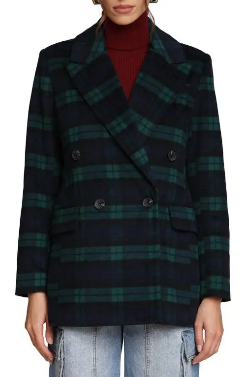 Avec Les Filles Blackwatch Plaid Double Breasted Blazer
