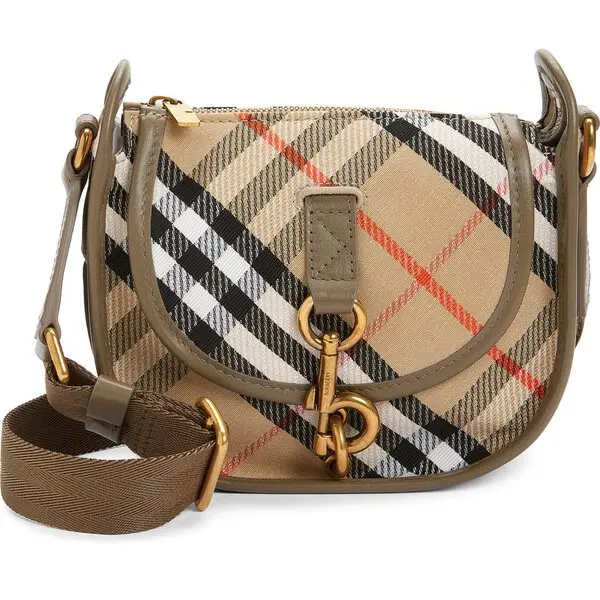 Burberry Mini B Clip Check Coated Canvas Messenger Bag - Sand