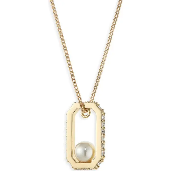 ALLSAINTS Ellie Hex Faux Pearl Pendant Necklace - Pearl/gold