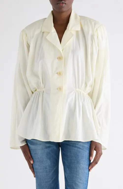 Chloé Puff Shoulder Peplum Shirt - Coconut Milk