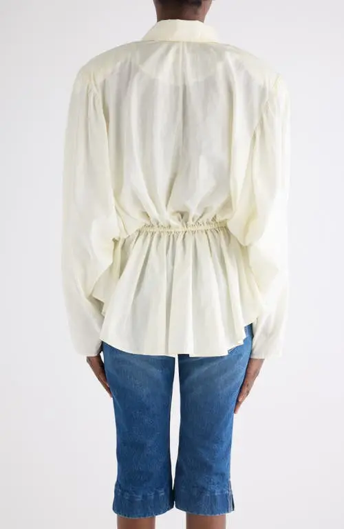 Chloé Puff Shoulder Peplum Shirt - Coconut Milk