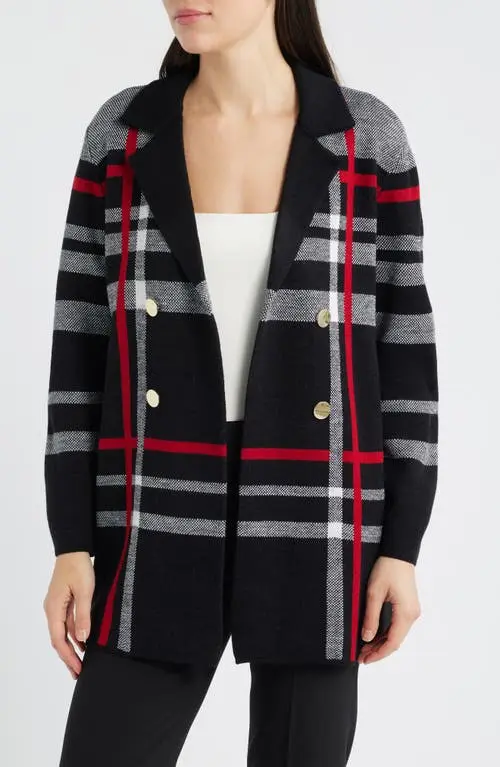 KASPER Plaid Coatigan