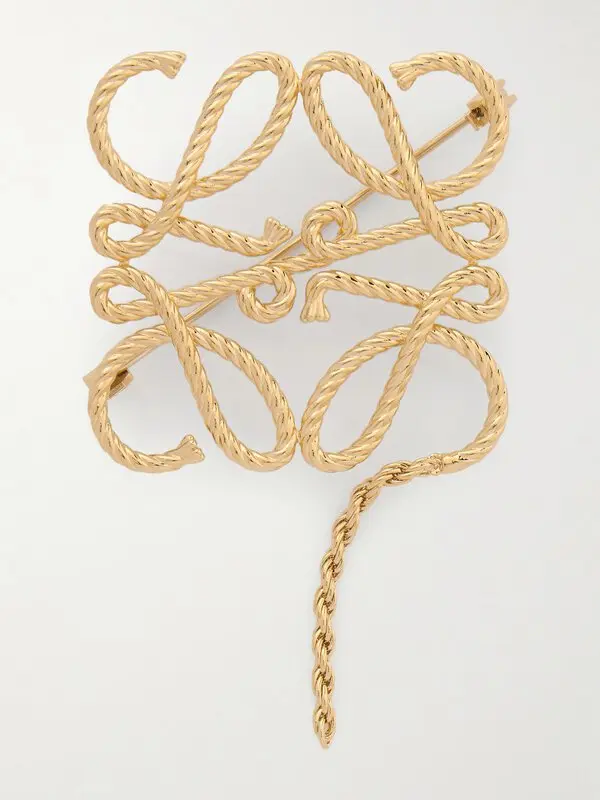 Loewe Anagram Rope Brooch - Gold