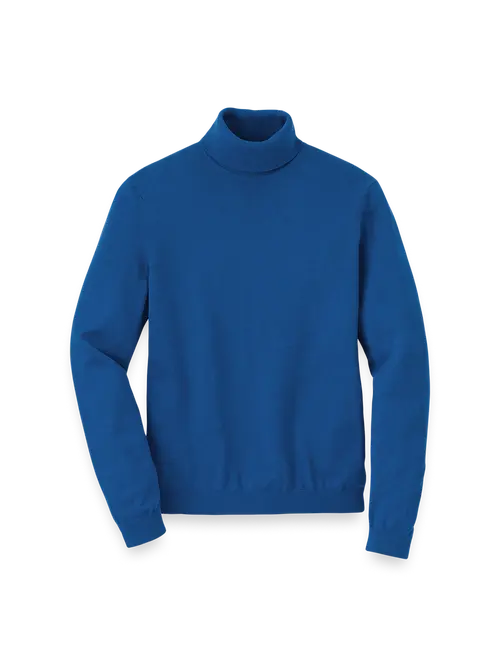 PAUL FREDRICK Supima Cotton Turtleneck - Blue