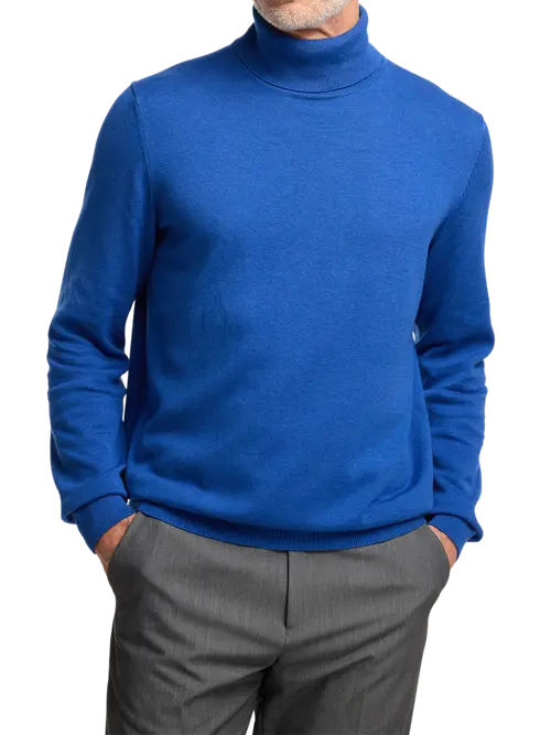 PAUL FREDRICK Supima Cotton Turtleneck - Blue