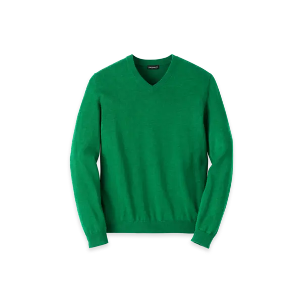 PAUL FREDRICK Supima Cotton V-neck Sweater - Green
