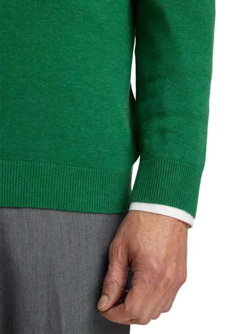 PAUL FREDRICK Supima Cotton V-neck Sweater - Green