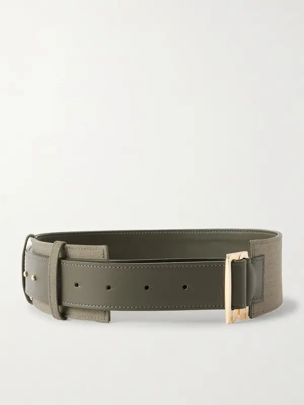 Victoria Beckham Leather And Twill Waist Belt - Green