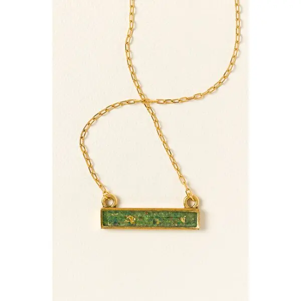 UNCOMMON GOODS Gold Vermeil Birthstone Pendant Necklace - May - Emerald