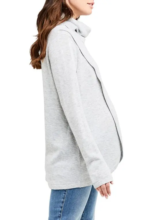 RIPE MATERNITY Cowl Neck Sweater With Nursing Access - Silver