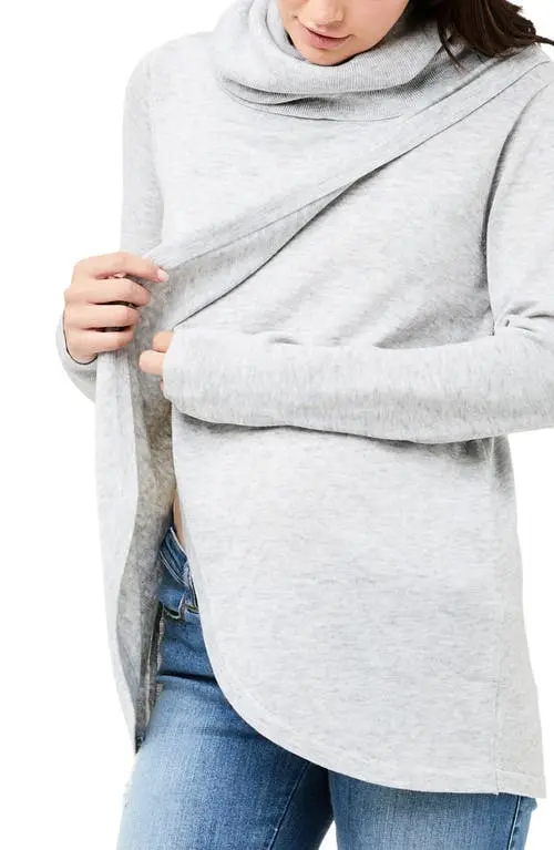 RIPE MATERNITY Cowl Neck Sweater With Nursing Access - Silver
