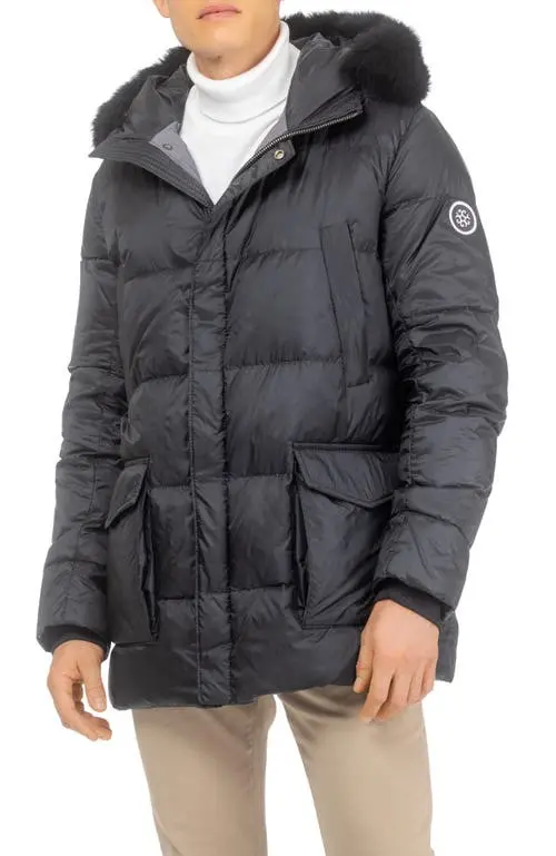 Gorski Apres-ski Jacket With Detachable Genuine Shearling Hood Trim - Black/black