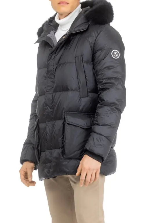 Gorski Apres-ski Jacket With Detachable Genuine Shearling Hood Trim - Black/black