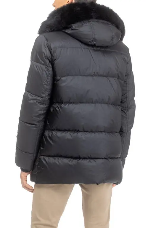 Gorski Apres-ski Jacket With Detachable Genuine Shearling Hood Trim - Black/black