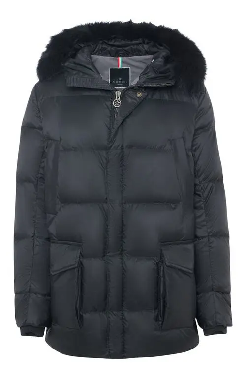 Gorski Apres-ski Jacket With Detachable Genuine Shearling Hood Trim - Black/black