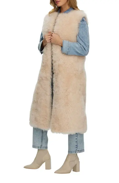 Gorski Genuine Shearling Collarless Long Vest