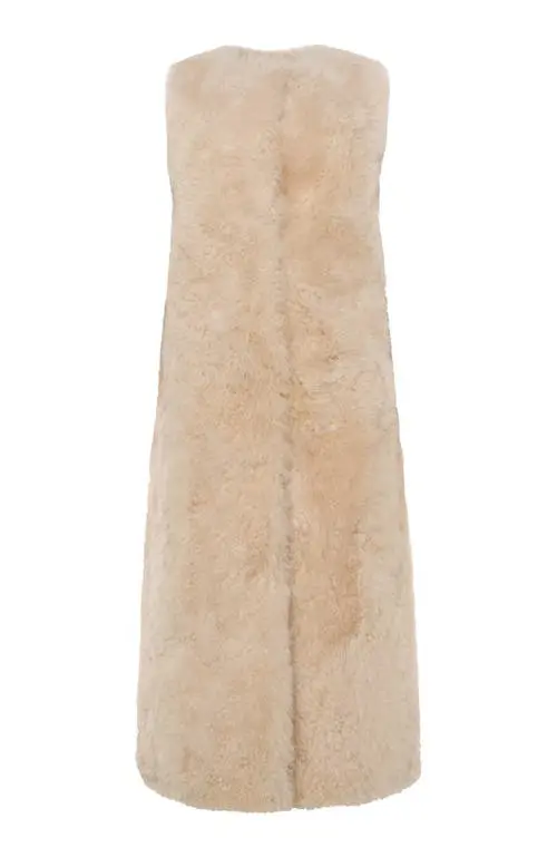 Gorski Genuine Shearling Collarless Long Vest
