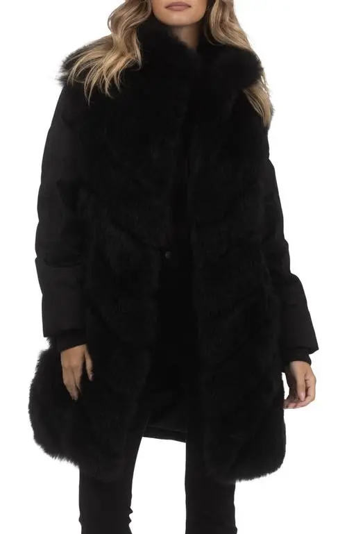 Gorski Shearling Diagonal Stroller With Cashmere Back And Sleeves - Black/black