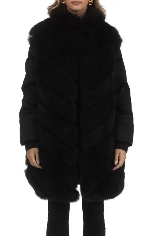 Gorski Shearling Diagonal Stroller With Cashmere Back And Sleeves - Black/black