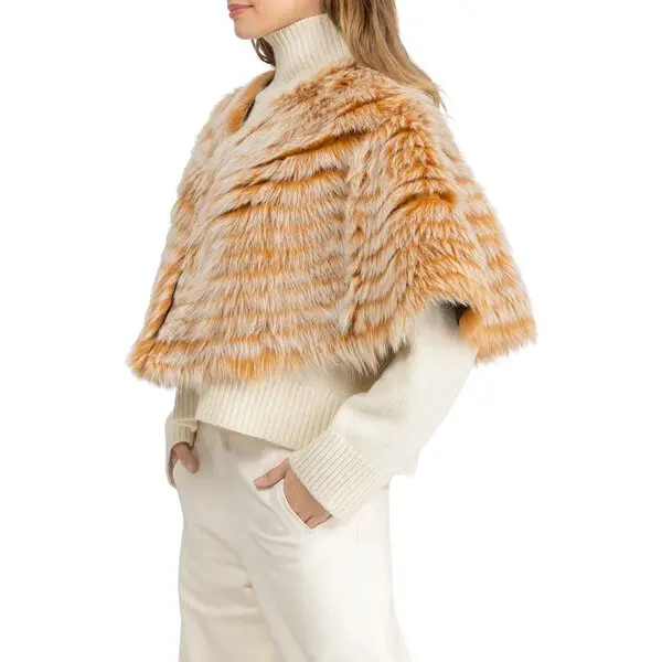 Gorski Genuine Shearling Layered Capelet - Orange Brisa