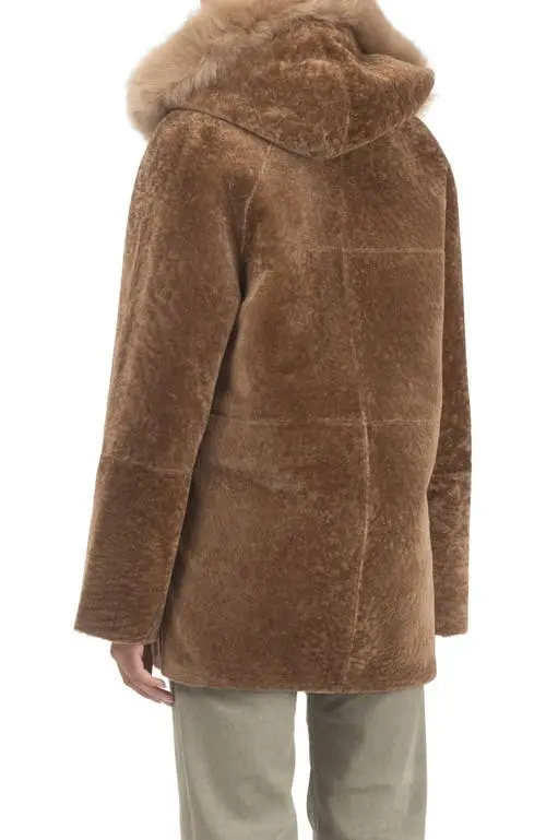 Gorski Reversible Textured Genuine Shearling Parka With Genuine Shearling Trim