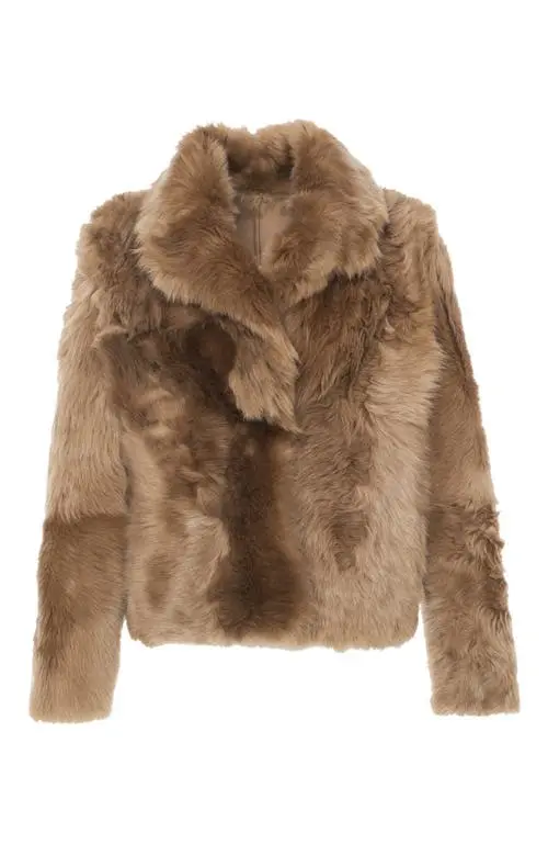 Gorski Genuine Shearling Reversible Jacket - Dark Camel