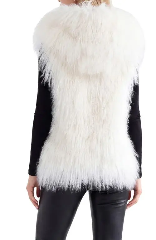 Gorski Reversible Shearling Vest With Cashmere And Wool Back - White/black