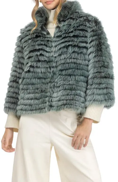 Gorski Genuine Shearling Layered Jacket - Emerald Brisa