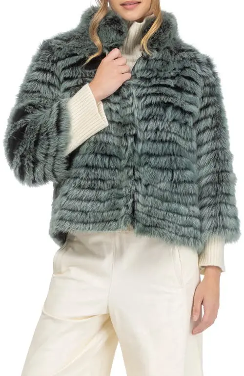 Gorski Genuine Shearling Layered Jacket - Emerald Brisa