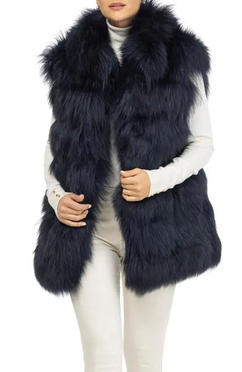 Gorski Genuine Shearling Vest - Navy