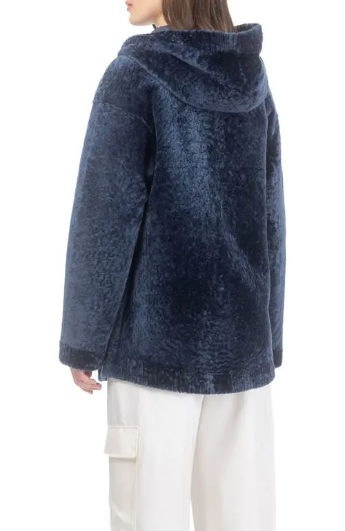 Gorski Textured Reversible Genuine Shearling Zip Parka
