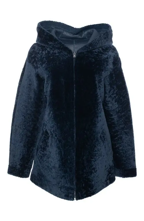 Gorski Textured Reversible Genuine Shearling Zip Parka
