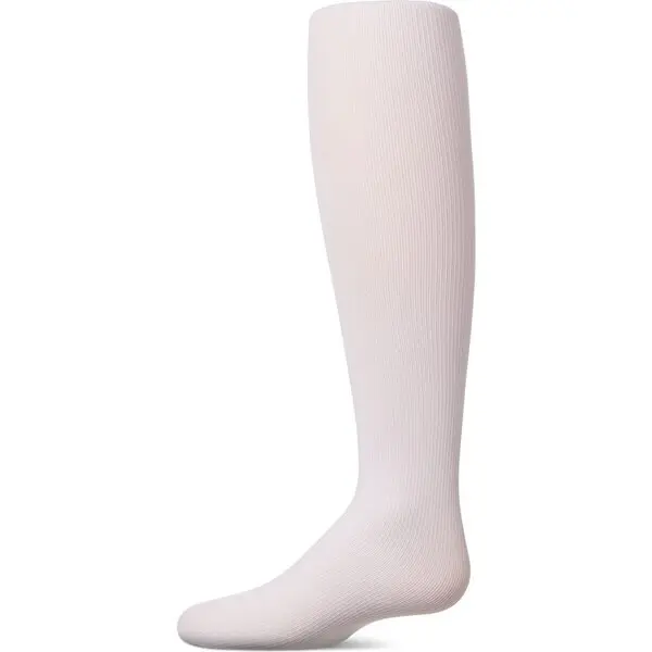 MEMOI Ribbed Nylon Tights - White
