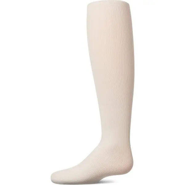 MEMOI Ribbed Nylon Tights - Winter White