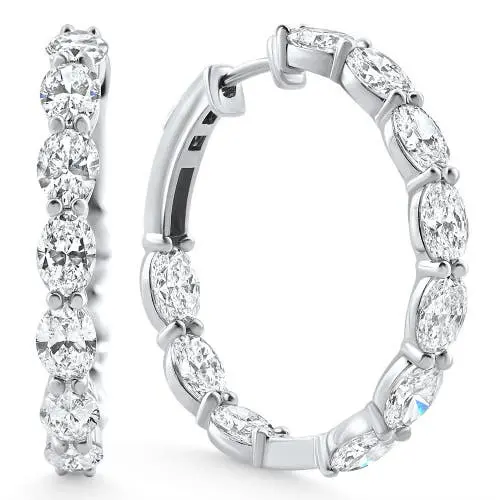 BLISS DIAMOND 8ct Diamond Hoop Earrings - 14k White Gold