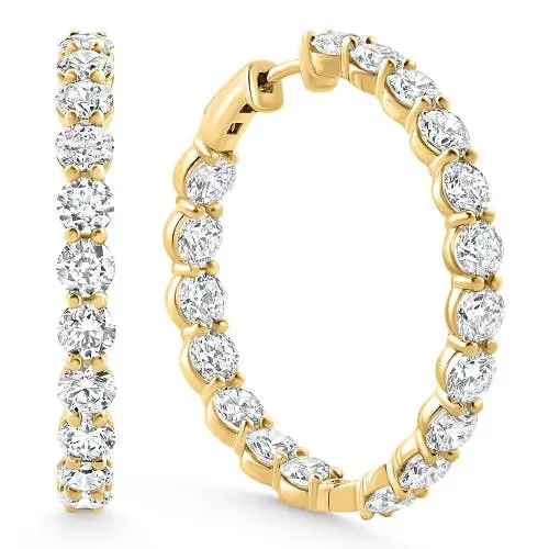 BLISS DIAMOND 10ct Diamond Hoop Earrings - 14k Yellow Gold