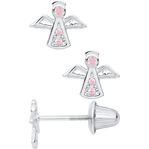 MIA BELLE GIRLS Angel Stud Earrings - Metallic Silver