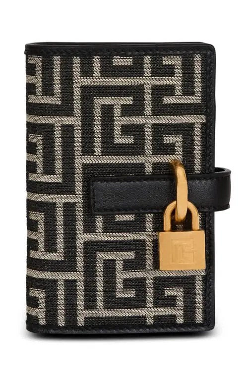 Balmain Pulse Holder Monogram Jacquard Card Holder - Black