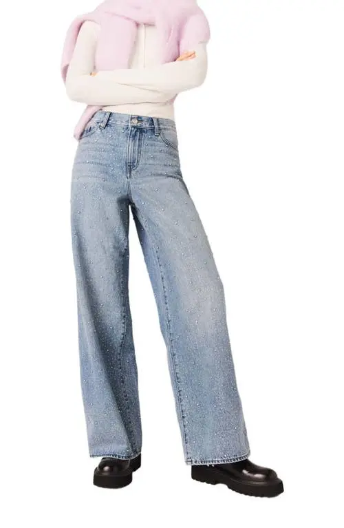 Maje Wide-leg Rhinestone Jeans