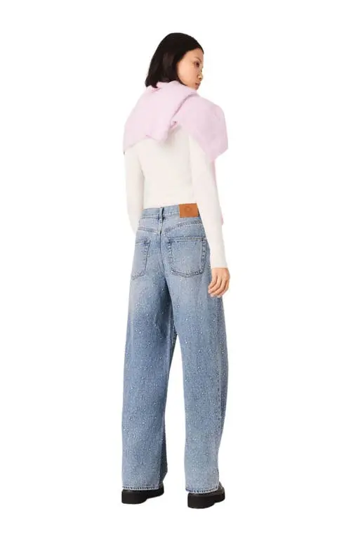 Maje Wide-leg Rhinestone Jeans